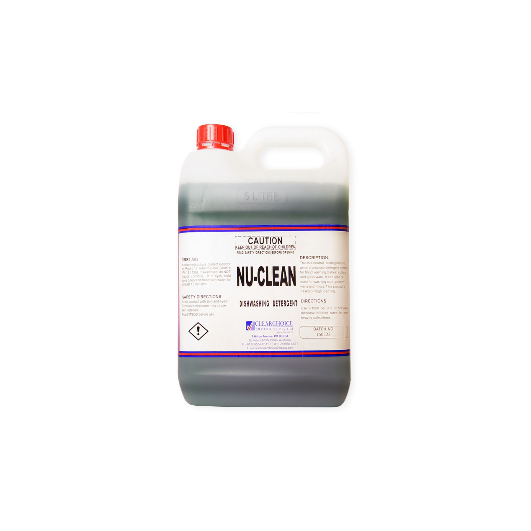 CT NU-CLEAN DISH WASHING LIQUID 5L – Clearchoice Products Pty. Limited
